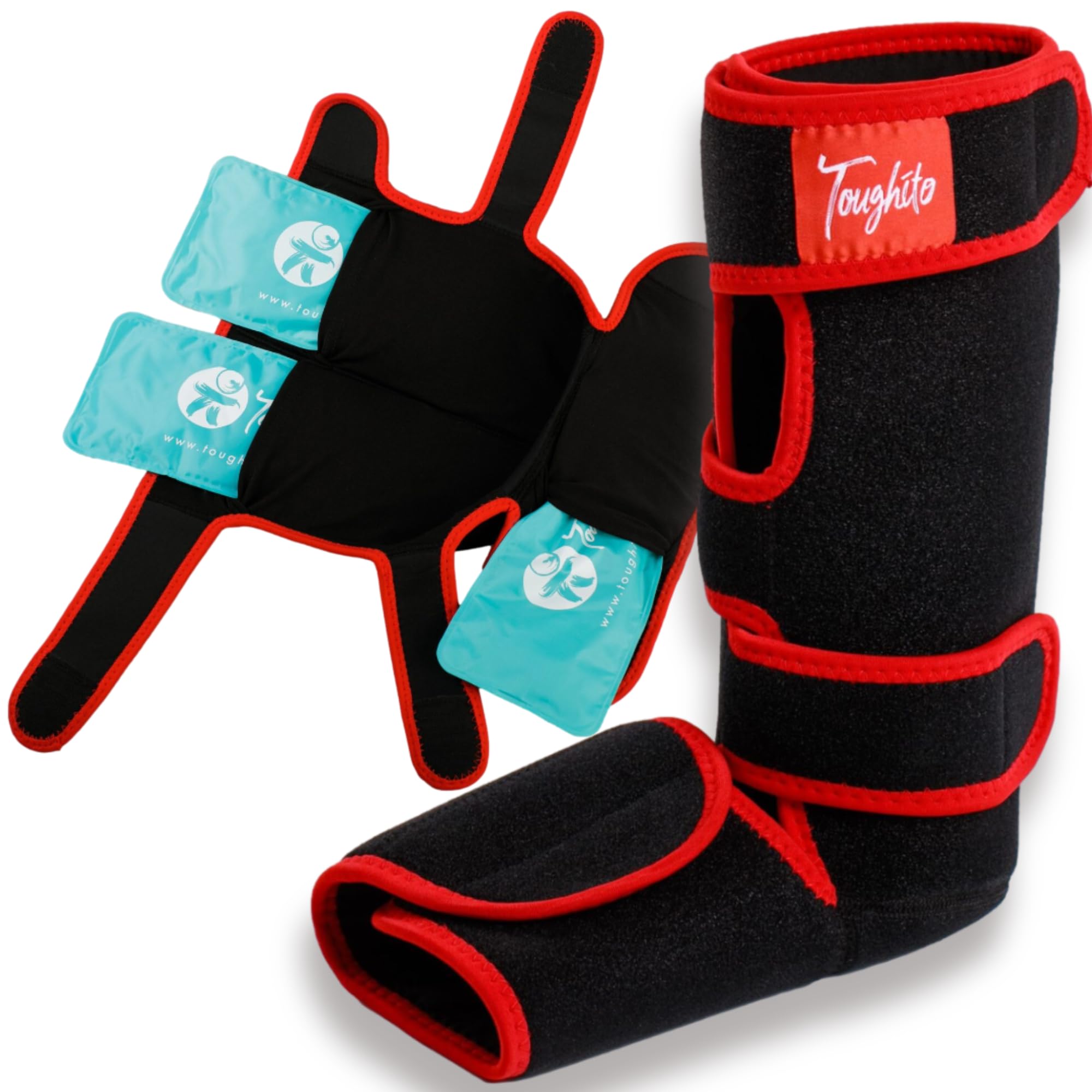 Ankle Ice Pack Wrap for Swelling - Compression Foot & Ankle Pain Relief, Hot & Cold Therapy for Swelling, Sprains, Achilles Tendonitis, Plantar Fasciitis - Extra Sleeve, Strap & Reusable Gel Ice Packs