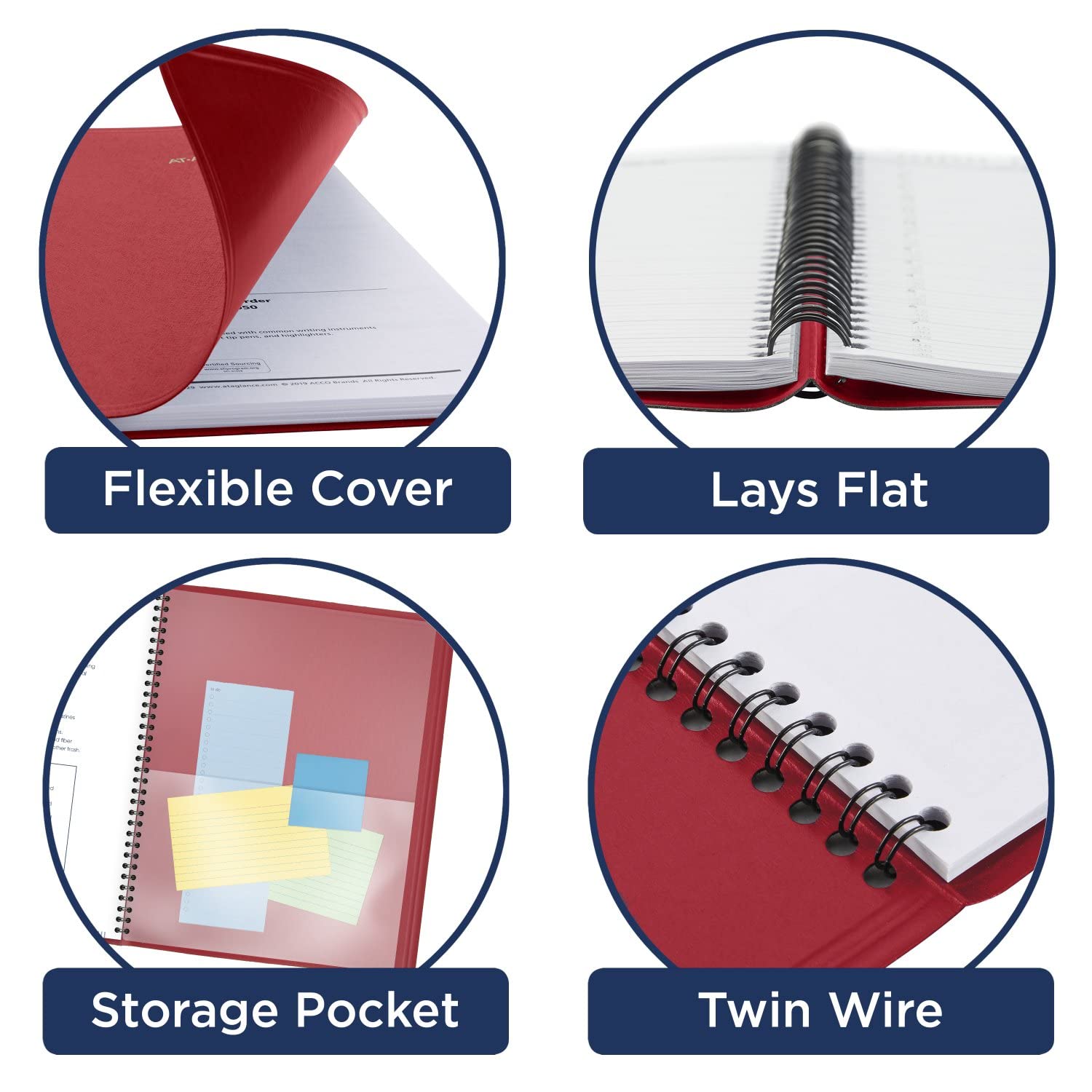 AT-A-GLANCE Fashion 2024 Monthly Planner, 9" x 11", Large, Red (702501324)