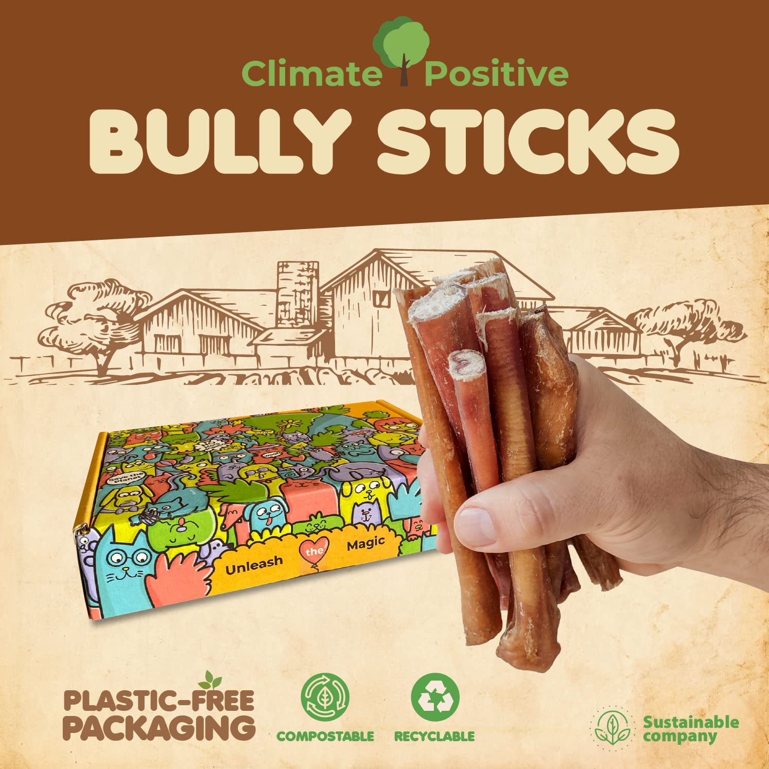 Makondo Pets Bully Sticks 100% Natural Beef Dog Chews, 6” Premium Quality Healthy Dog Treats for Training Suitable for Puppies & Adults, Zero Filler or Preservatives 12Pcs 340g