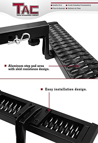 TAC Hitch Step Compatible with 2" Rear Hitch Receiver 7.3" Width with 6" Drop SUV Pickup Truck Van Bumper Protector Universal Aluminum Black (Hitch Pin and Clip Included)