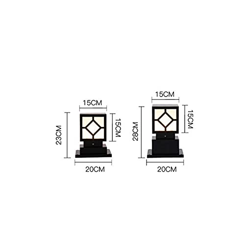Bwldma Square Retro Courtyard Lamp Led Outdoor Waterproof Post Lamp Retro Industrial Home Garden Pillar Light Glass Lampshade Gate Villa Courtyard Park Column Headlight (Size : 28cm)