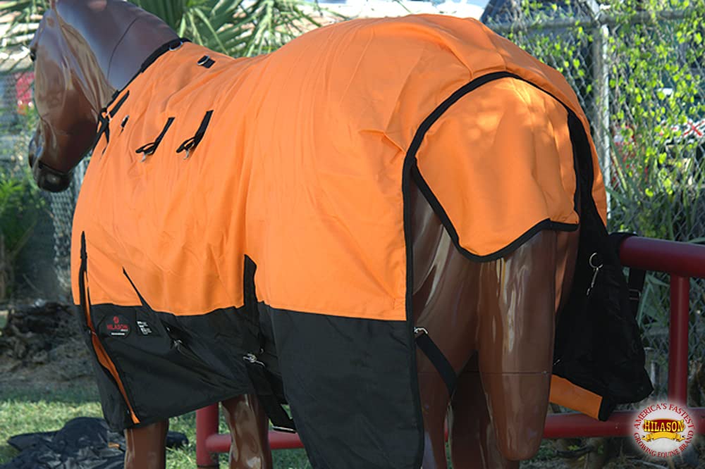 Orange 75 in HILASON 600D Winter Waterproof Poly Horse Blanket Belly Wrap | Horse Sheet | Horse Turnout Sheet | Horse Sheets for Winter | Waterproof Turnout Sheets for Horses