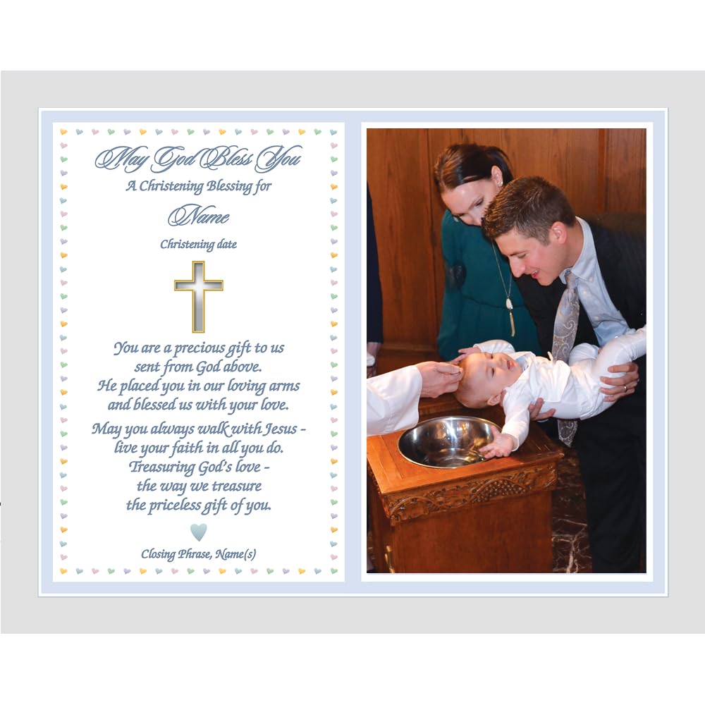 Poetry Gifts Baby Boy Baptism Blessing Personalized with Name, Date and Photo, Custom 8x10 Inch Print