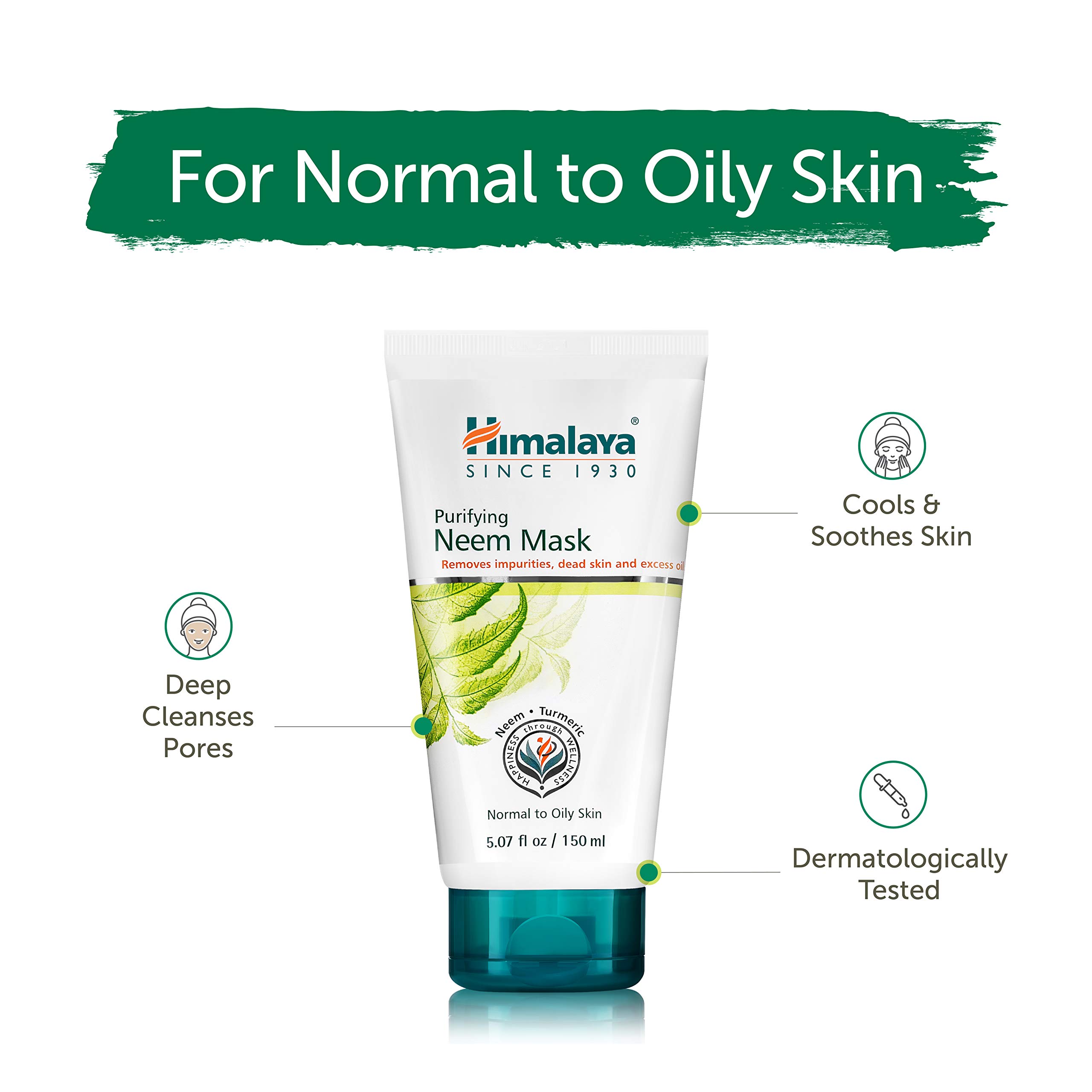 Himalaya Purifying Neem Mask for Deep Cleaning, to Reduce Acne & Leave a Clean, Clear Complexion, 5.07 oz