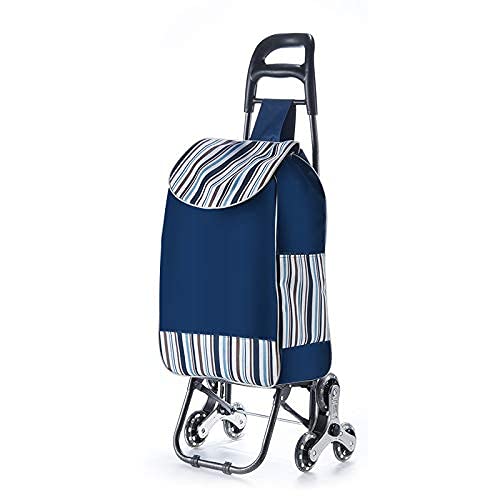 ATAAYHousehold Portable Shopping cart Foldable Hand Trolley Trolley Trolley 35L Large Capacity with Stairs and Waterproof Function (Blue 99 * 35 * 30.5cm) (Blue 99 * 35 * 30.5cm)