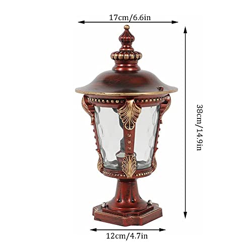 CZLZY European Style Aluminum E27 Pillar Lamp Outdoor Post Light Fixtures Patio Garden Waterproof Column Light Glass Lampshade Villa Wall Base Landscape Light Lawn Light