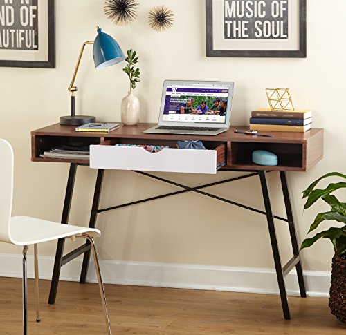 Target Marketing Systems Edison Desk with Drawer, Mid Century Modern Computer Writing Table with Storage for Home, Office, Bedroom and Study, 42.5", Espresso