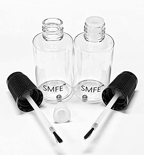 SMFE 20ml Plastic Empty Refillable Nail Polish Touch Up Bottle with Mixing Marble, Conservation Insert and Brush Top, Pack of 2