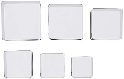 Ateco Plain Edge Square Cutters in Graduated Sizes, Stainless Steel, 6 Pc Set