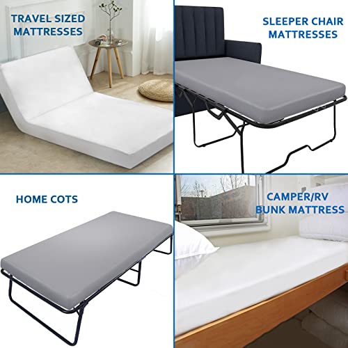 Cot Mattress Pad - Waterproof Quilted Cot Size Mattress Cover Topper 30" X 75" X 10" Fitted for Narrow Twin/Camp Bunk/Rvs Bunk/Guest Beds, Soft & Breathable Microfiber Protector, Grey (Cover Only)