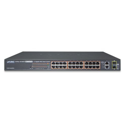 FGSW-2624HPS 24-Port 10/100TX 802.3at PoE + 2-Port Gigabit TP/SFP Combo Web Smart Ethernet Switch / 220W PoE Budget