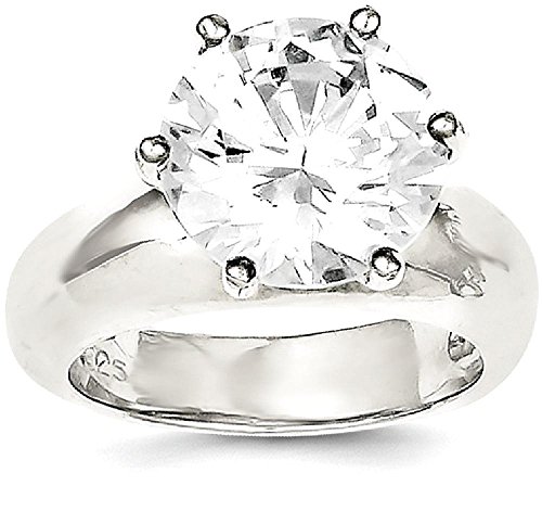 925 Sterling Silver Solitaire Round Cubic Zirconia CZ Engagement Ring Size 6