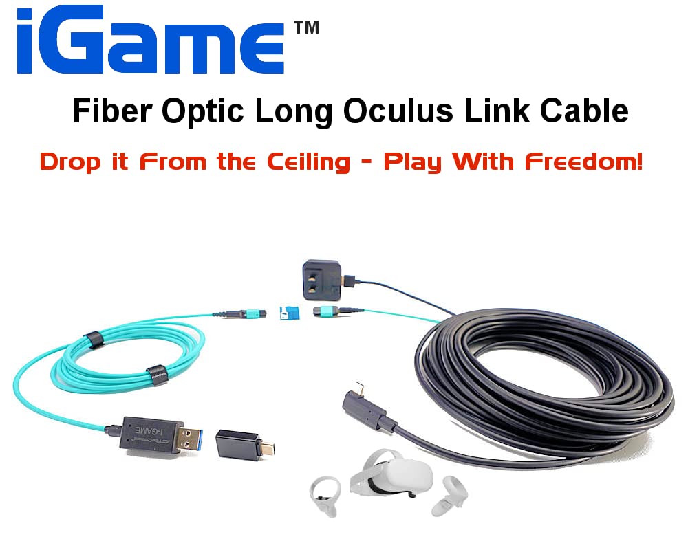FIBERCOMMAND iGAME - VR - Zero LAG -Extra Long Fiber Optic Cable, High Speed Data Transfer & Fast Charging, Compatible with USB-C 3.x/VR/Gaming PC/Consoles