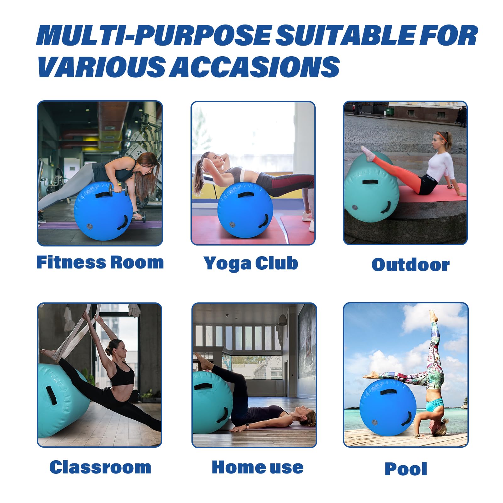 AKSPORT Air Roller Gymnastics Air Barrel for Backbends and Back Handsprings Exercise Training with Electric Air Pump for Home Use/Yoga/Cheerleading/Tumbling/Back Walkovers
