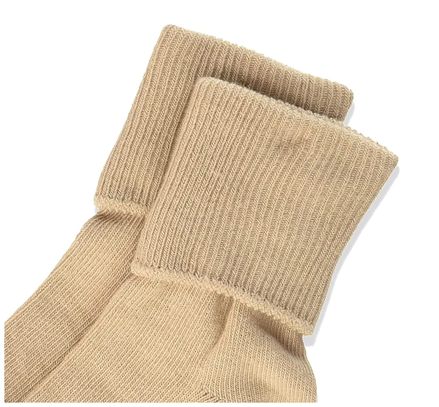 Jefferies Socks Girls (Pack 6) Little Seamless Turn Cuff Socks Pack of 6, Stone, 12-24 Months US (BBMP2242)