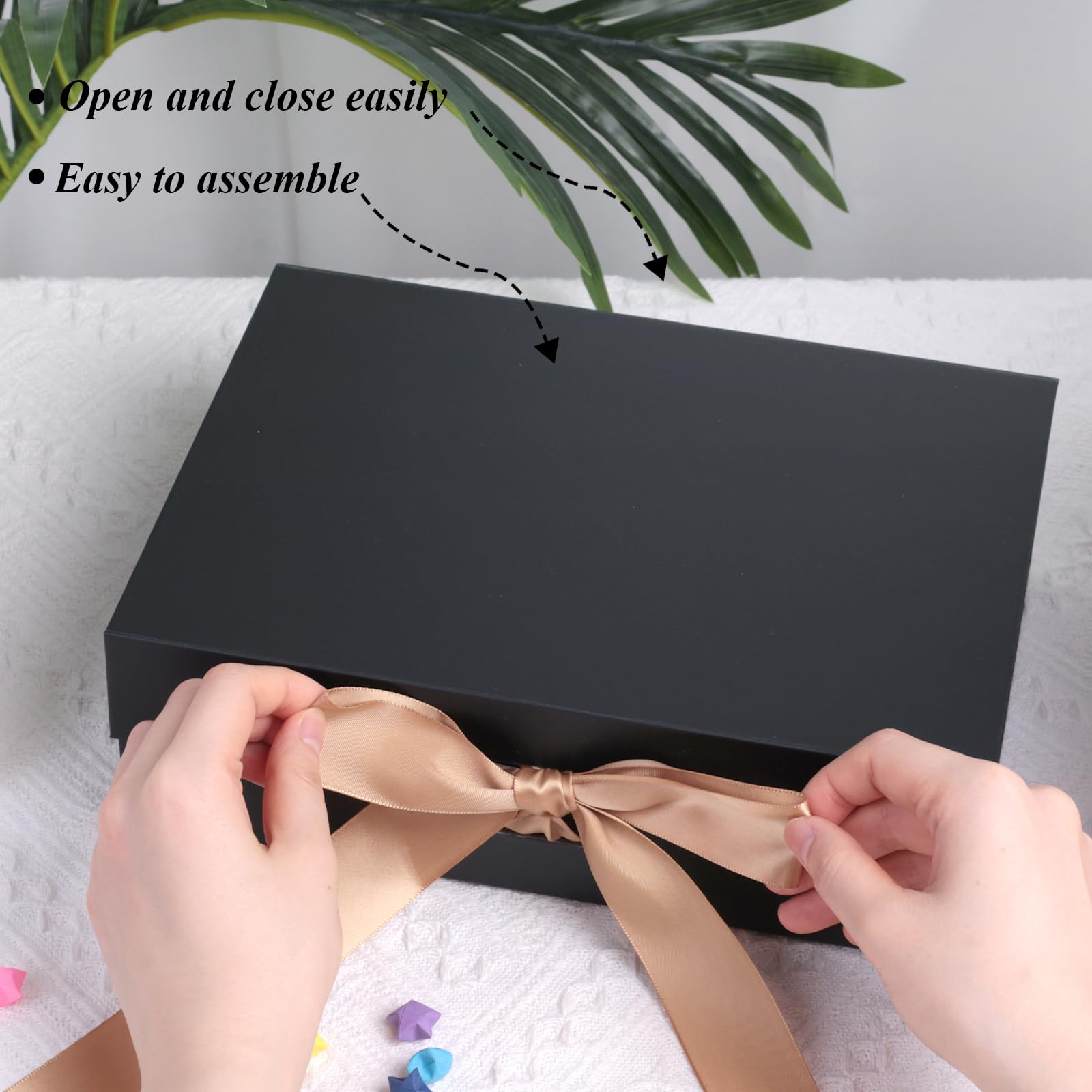 Shindel Black Gift Box, 10.5x7.5x3.1 inches Gift boxes for Presents with Lids, Magnetic Closure Rectangle Collapsible for Groomsman Proposal Box, Wedding, Christmas, Halloween, Birthday Gift Packging