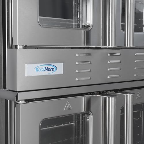 KoolMore 38 in. Full-Size Double Commercial Natural Gas Convection Oven 108,000 BTU With Stacking Kit in Stainless-Steel (KM-DCCO54-NG)