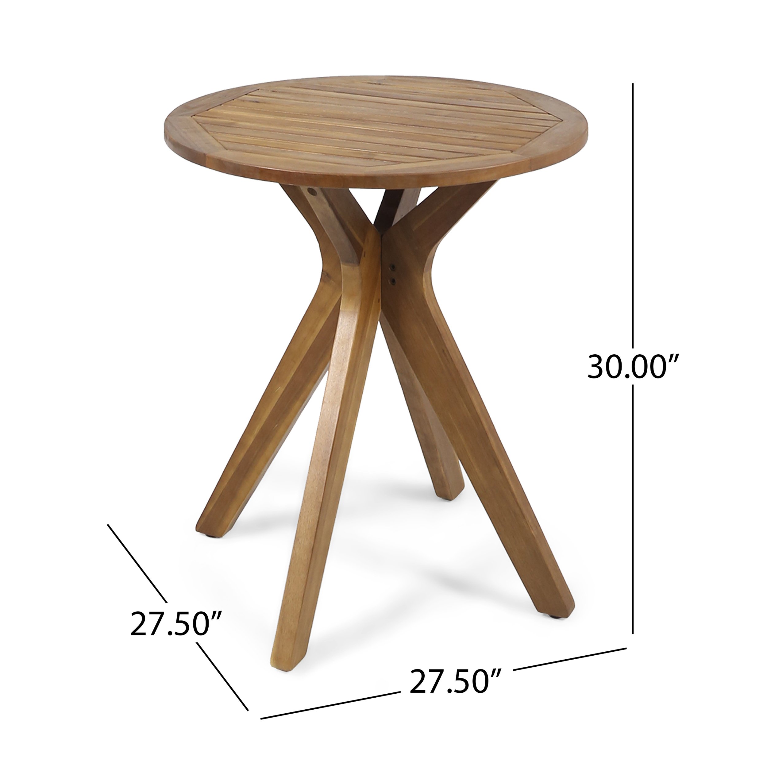 Christopher Knight Home Brigitte Outdoor Round Acacia Wood Bistro Table with X Legs, Teak