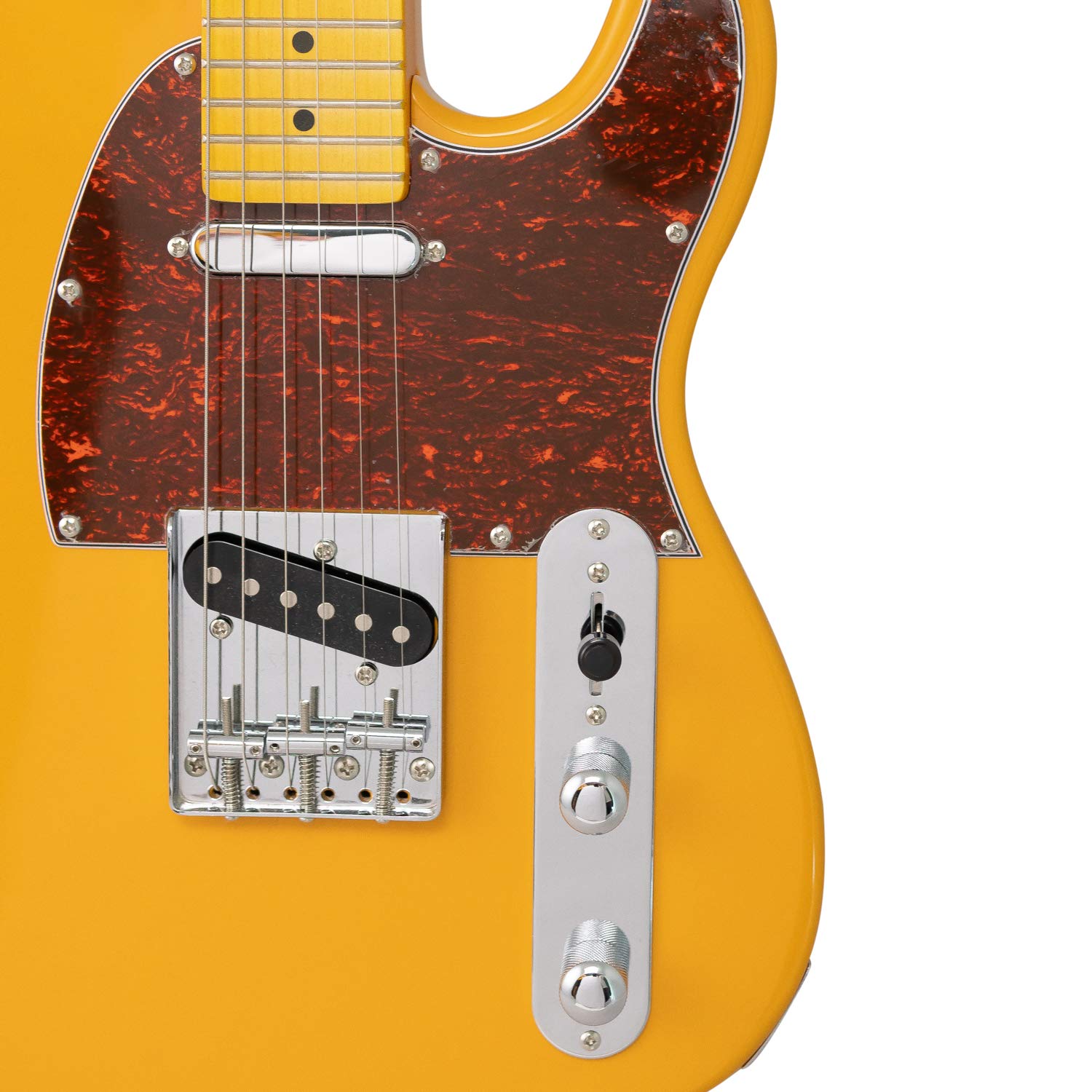 CNZ Audio TL Mini Electric Guitar - White Finish, Black Pickguard, 3/4 Short Scale, 7/8 size Guitar, 2 Single Coil Pickups, C Shaped Maple Neck, Classic Look & Feel