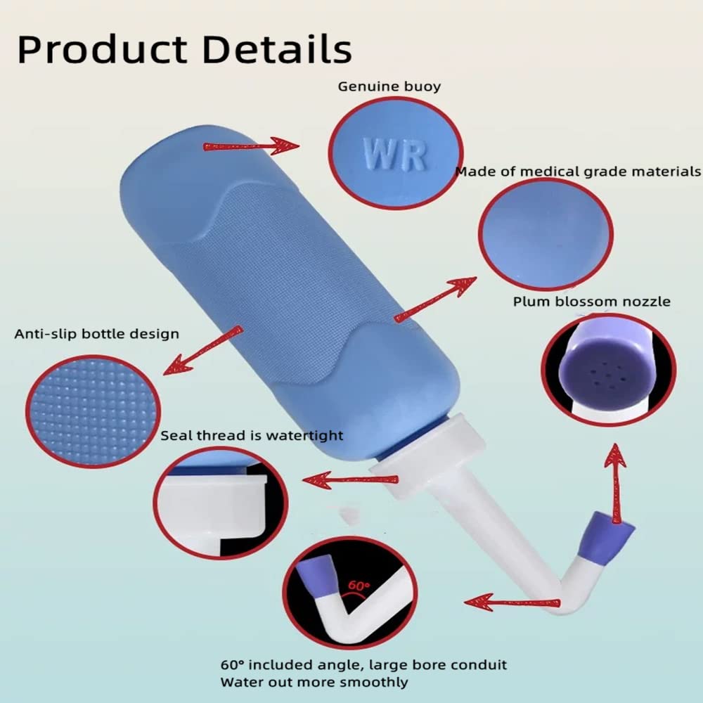 Portable Travel Bidet Handheld Bottle -17oz(500ml) for Personal Cleansing Extended Nozzle - Personal Hygiene Care Toilet Bidet Spray -with Storage Bag and 2 Nozzles