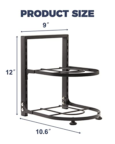 BRONYPRO Adjustable Pot and Pan Organizer for Small Cabinet , Rustproof Storage Organizer Rack for Cast-iron Pots Pans with 2 Slots, for Skillets, Frying Pan, Pot Lids, Kitchen Must Have (Black,2 Pieces)