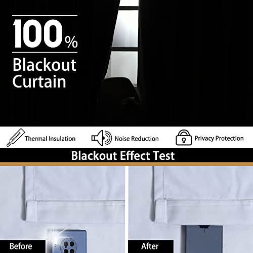 BONZER 100% Blackout Curtains for Bedroom - Premium Thick Velvet Curtains 84 Inches Long Thermal Insulated Energy Saving, Sun Light Blocking Grommet Window Drapes for Living Room, 2 Panels, White