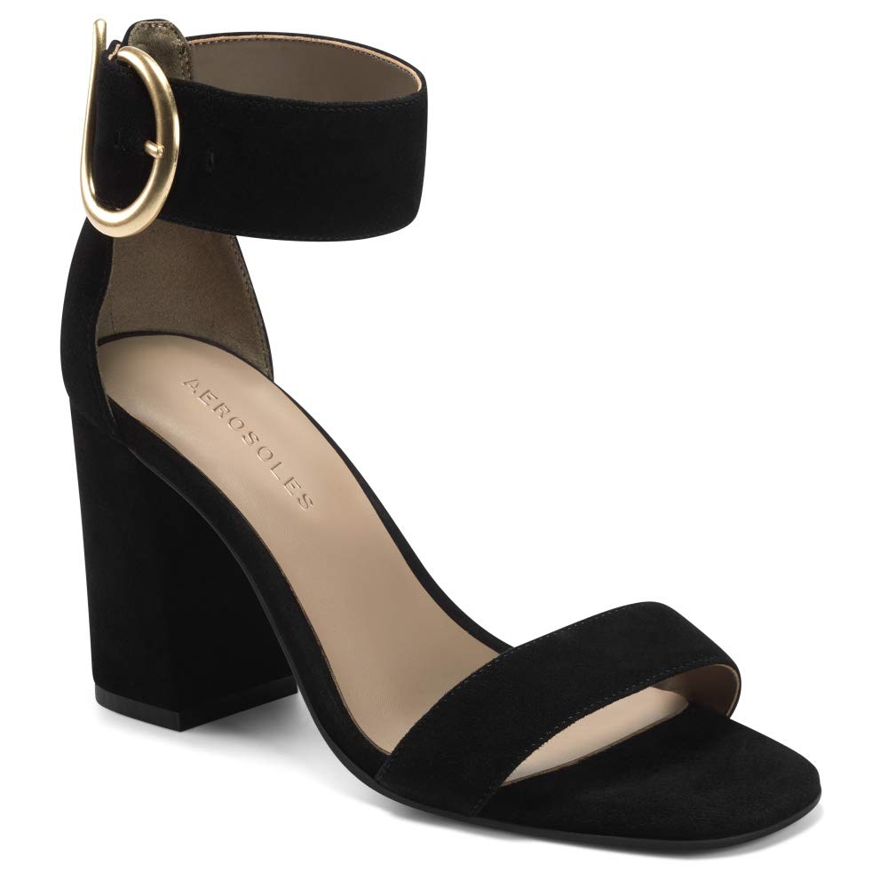Aerosoles Women's Landon Heeled Sandal, Black Suede, 9.5