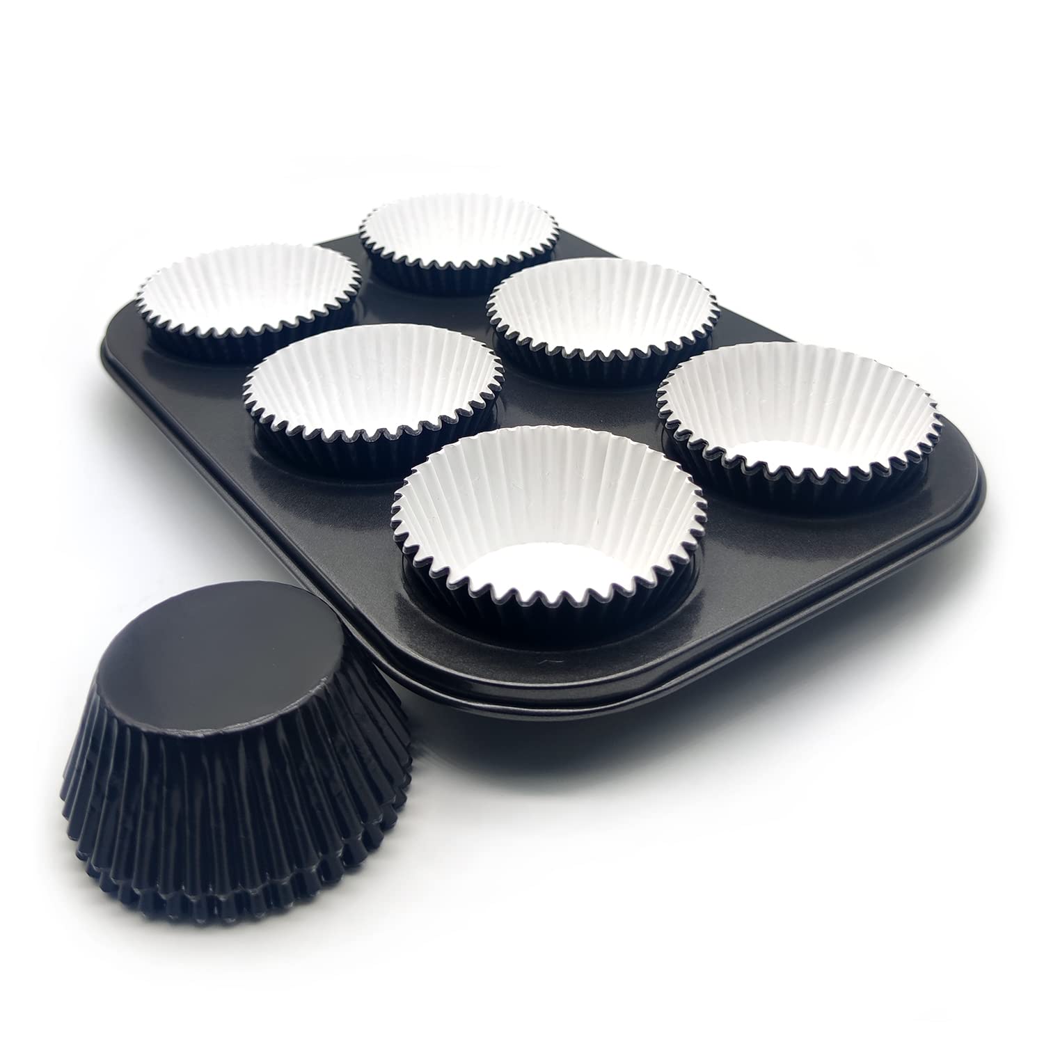 Bakehope Black Cupcake Liners 160-count, Standard Wrappers Muffin Baking Cups for Bakery & Home Use