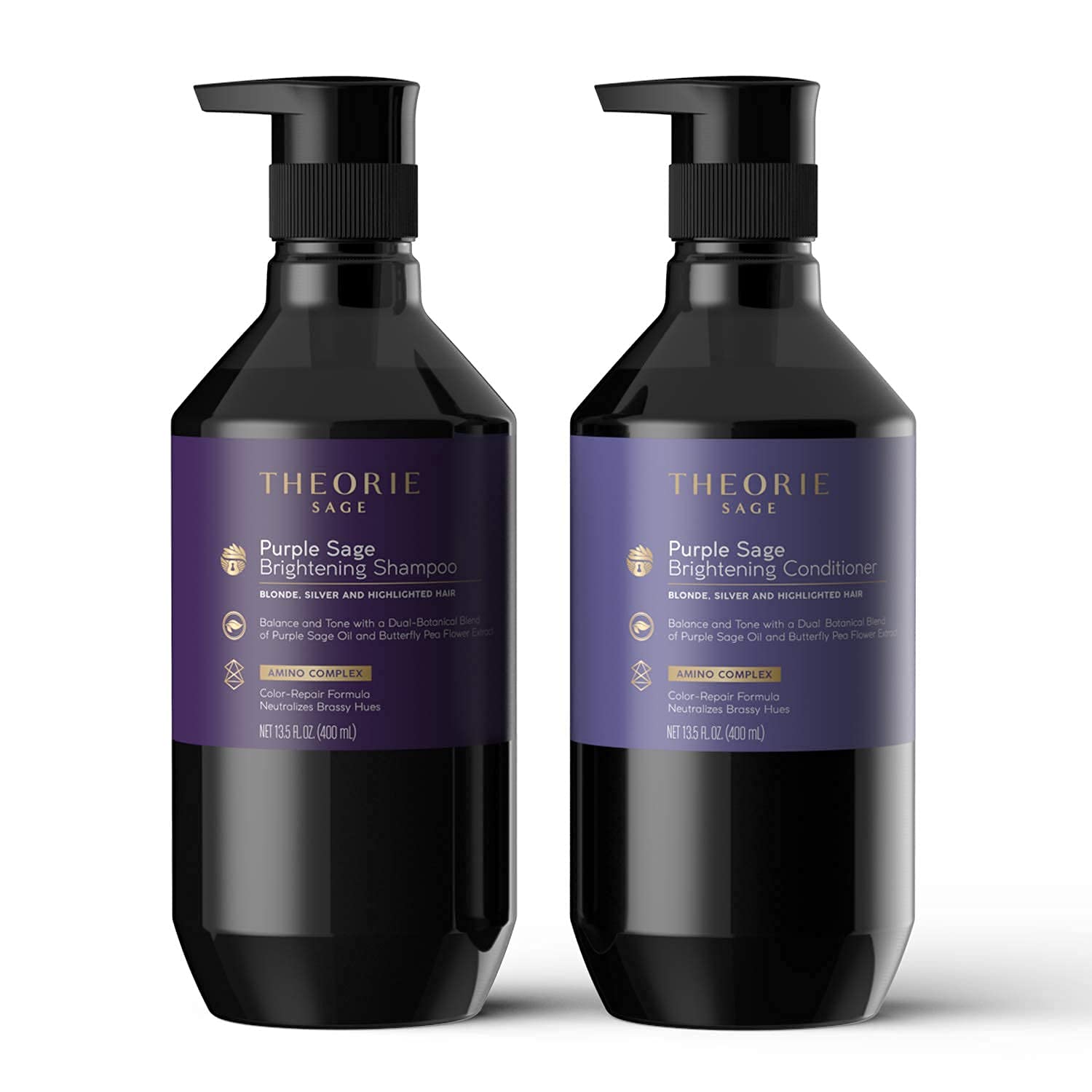 Theorie Purple Sage Brightening Conditioner for Blonde, Bleached, Silver, & Grey Hair. Instantly Eliminates, Neutralizes Brassiness & Yellows | With Argan, Marula, & Grape Seed Oil (800mL)