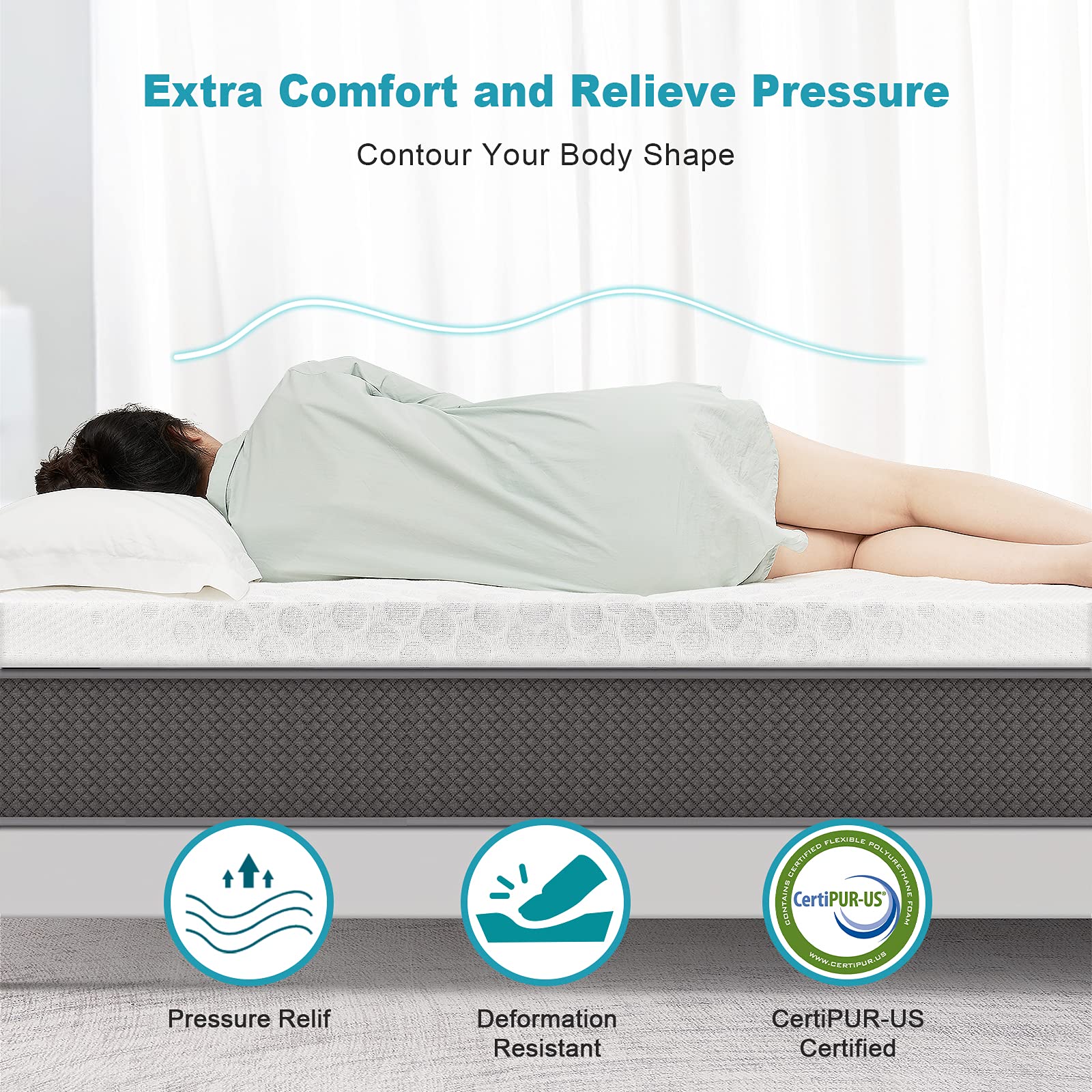 iHomy 3 Inch Memory Foam Mattress Topper Cooling Gel Infused Queen Mattress Toppers with Removable Breathable Cover 2-Layer Design (Queen, 3 Inch (Upgrade 2 in 1))