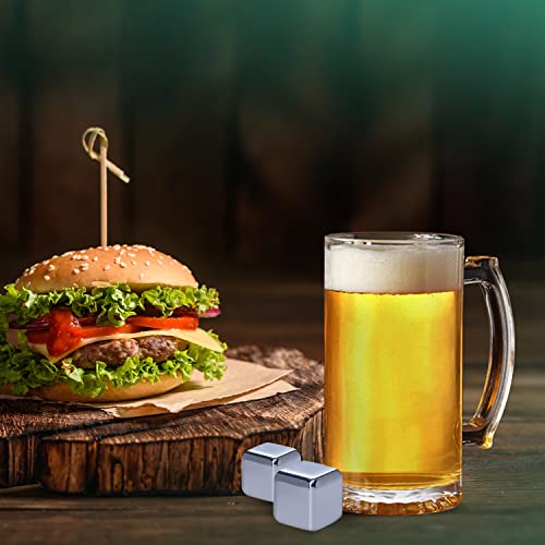 Beer Mug With Handle- Drinking Glass Dishwasher and Freezer Safe - Drinking Cup 26 ounce Large Pub Beer Mug with 2 Stainless Steel Ice Cubes - Traditional Beer Mug, Tea Glass, Cocktail Glass
