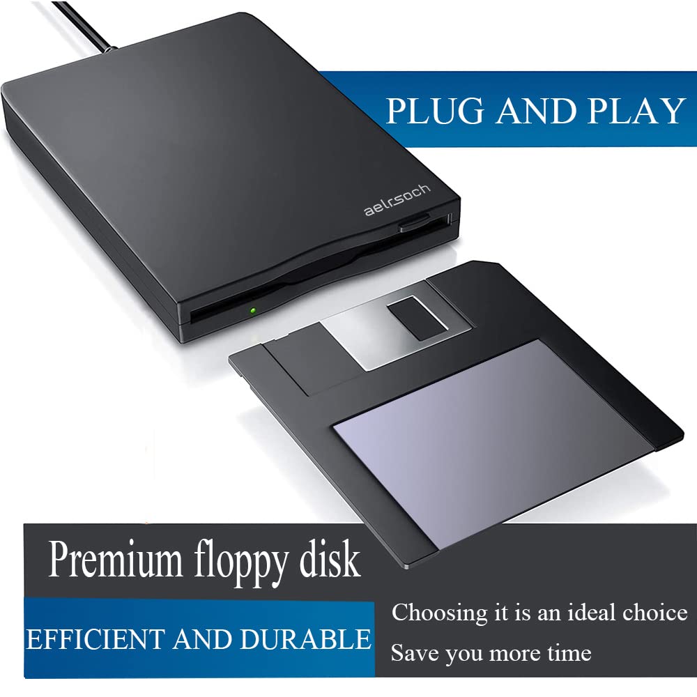 aelrsoch 3.5" External Floppy Disk Reader Drive Portable 1.44MB FDD for PC Windows 98/ME/2000/XP/Vista/Windows 7/8/10
