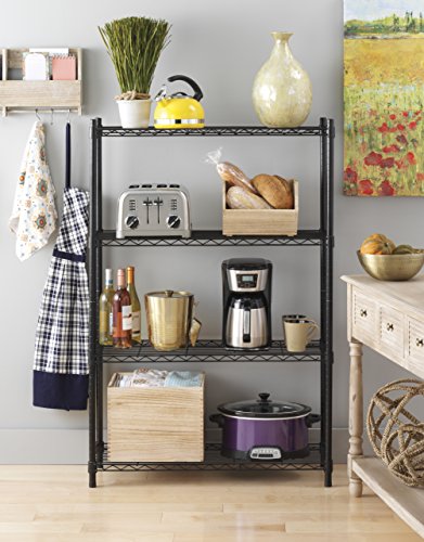 Whitmor Supreme 4 Tier Shelving with Adjustable Shelves and Leveling Feet - Black