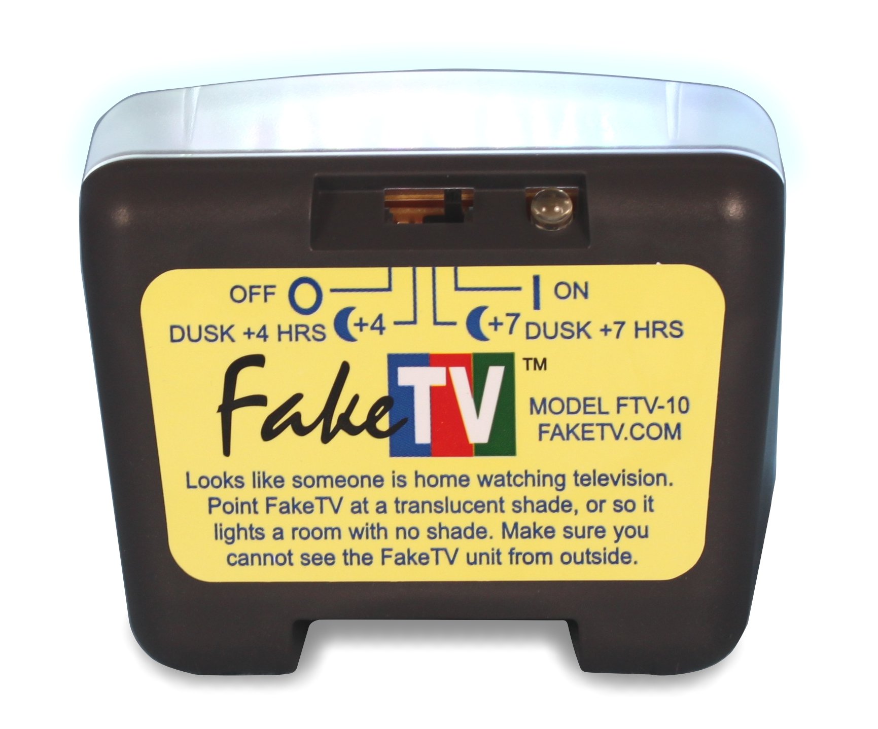 FakeTV – FTV-10 Charcoal Design Burglar Deterrent – Simulated TV Light with Frosted Lens – Energy-Efficient LED Dummy Home Security Technology – Prime Quality House & Valuables Protection Equipment