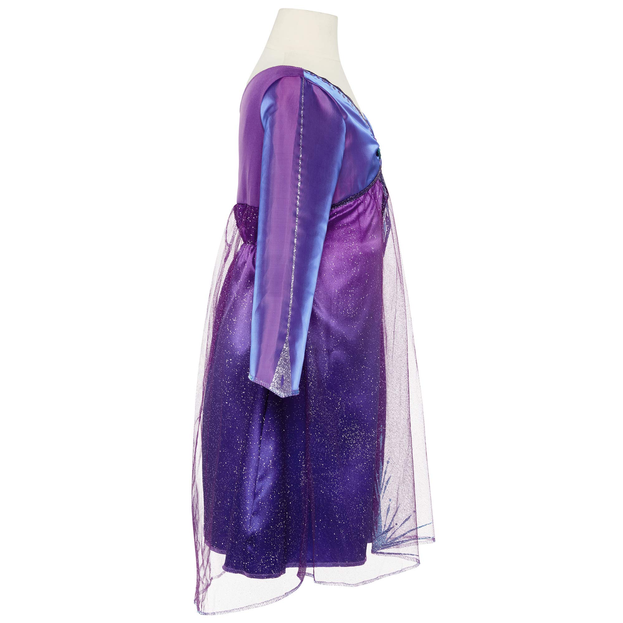 Disney Frozen Frozen 2 Elsa Purple Role-Play Dress with Diamond Gem, Fits Sizes 4-6x [Amazon Exclusive]