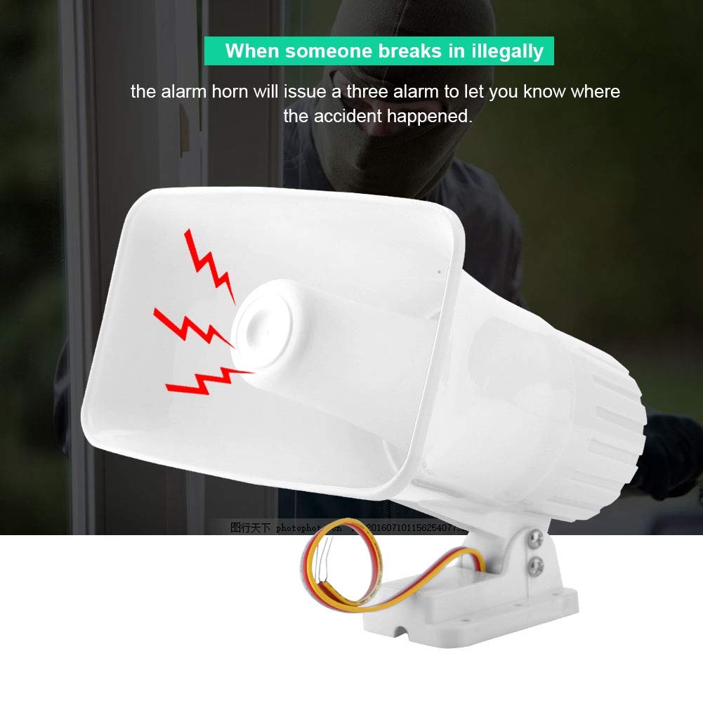 Wired Alarm Siren Horn, 150 db DC 12V Dual Tone Wired Horn Siren Burglar Alarm System Warning Horn Outdoor Electric Security Siren for Home Security