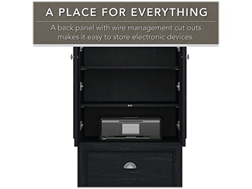 Bush Fairview 41.69-Inch H Storage Cabinet with 3 Shelves, Antique Black/Hansen Cherry (WC53980-03)