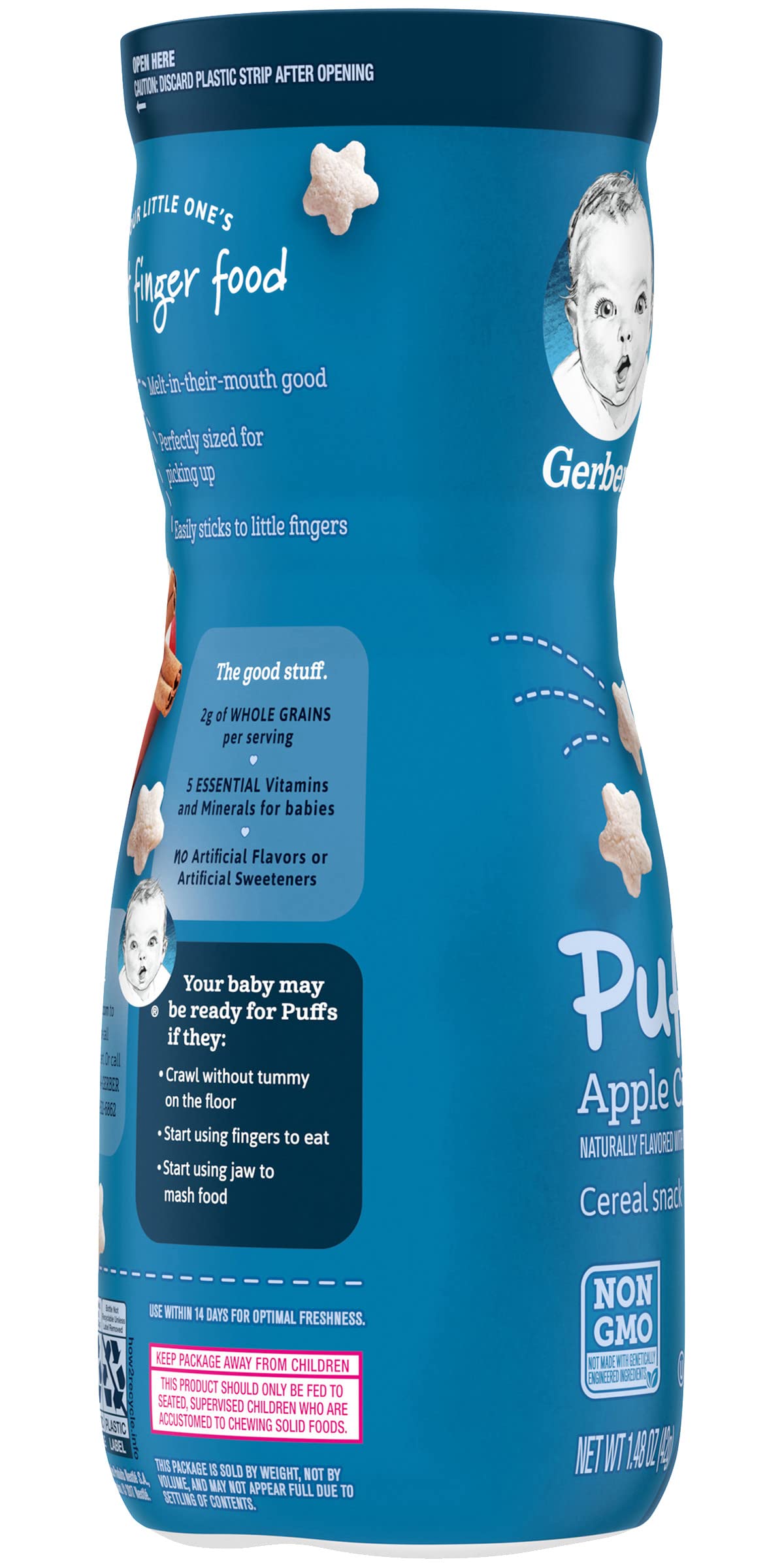 Gerber Graduates Puffs Cereal Snack, Apple Cinnamon, 1.48 Ounce