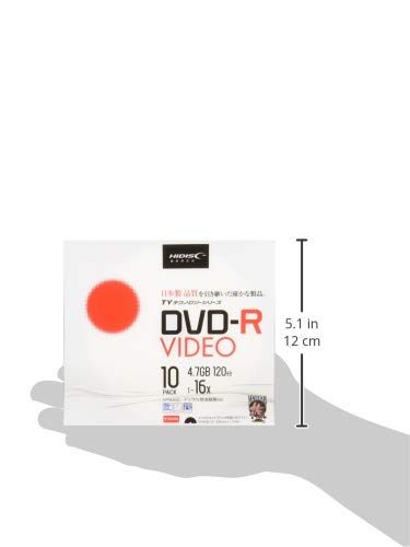 HI-DISC TYDR12JCP10SC DVD-R Recording, 16x Speed, 0.2 inch (5 mm) Slim, 10 Sheets