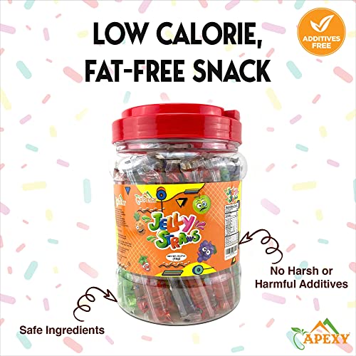 Apexy Jelly Straws, Fruit Jelly Filled Strips, Tiktok Candy Trend Items, Assorted Fruit Jelly Sticks, 35.27oz (1000g)