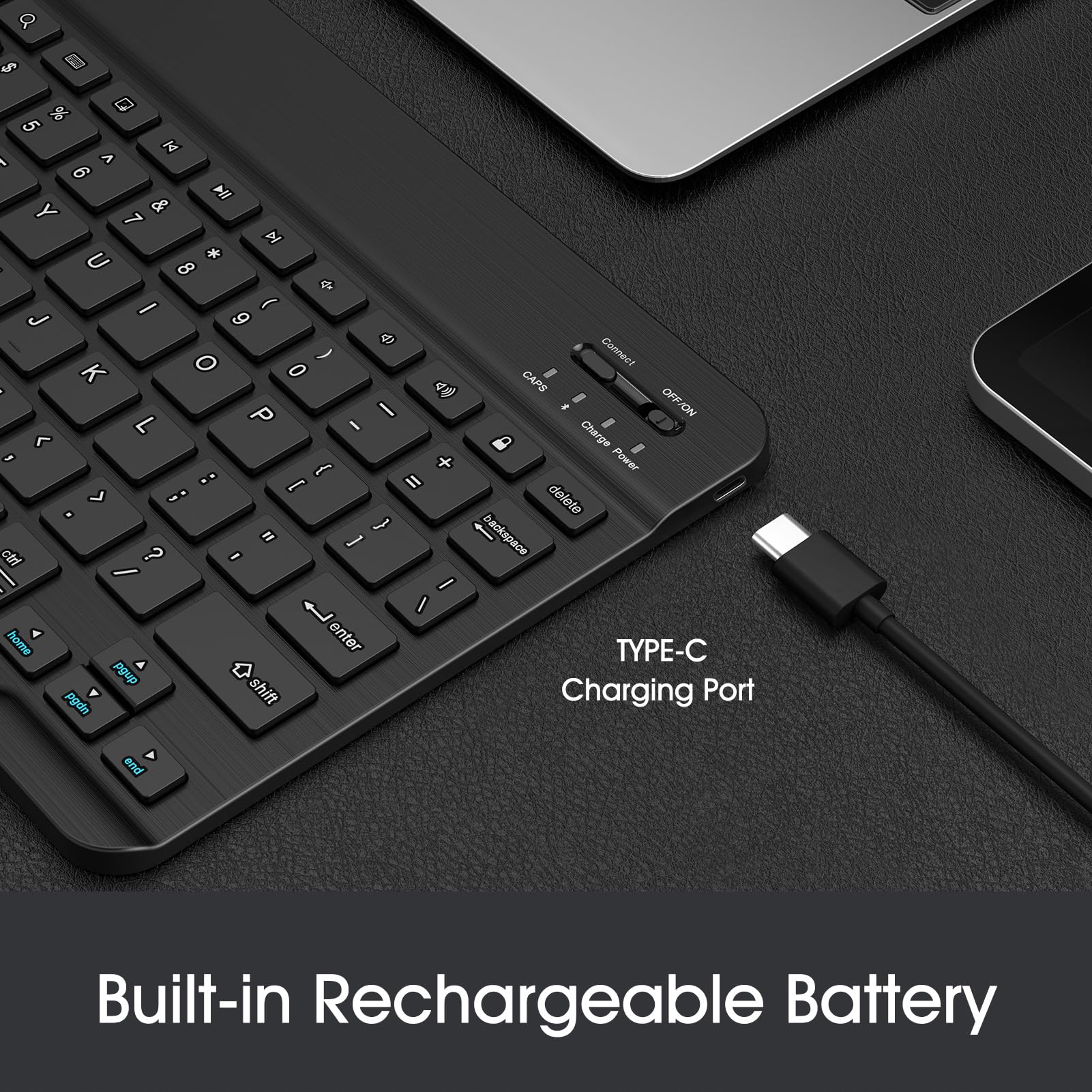 FINTIE 10-Inch Ultrathin Wireless Bluetooth Keyboard for iPad Samsung Tablet, iPhone Smartphone, iOS, Android Tablets Phone, Black