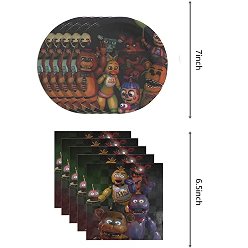 BCASA 41Pack Five Nights at Freddy's Party Supplies 20 plates, 20 napkins 1tablecloth for the Five Nights at Freddy's birthday party decoration