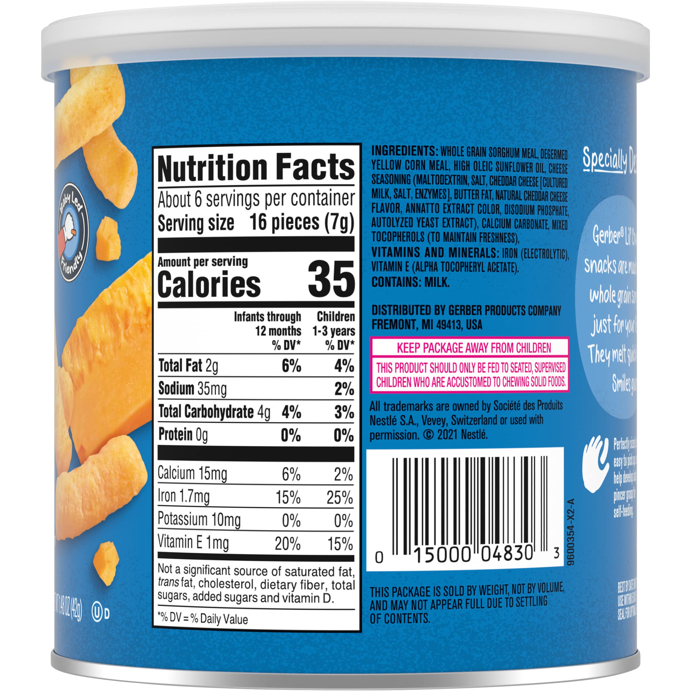 Gerber Snacks for Baby Lil’ Crunchies Baked Grain Snack (Mild Cheddar, Veggie Dip, Pack of 6)