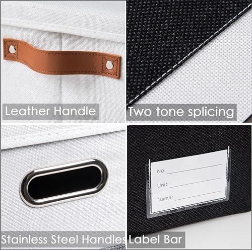 BeigeSwan Medium 23 Liter Collapsible Stackable Storage Bins with Lids, 3 Packs Foldable Fabric Closet Boxes Lidded Storage Bins Heavy-duty Fabric Baskets Organizers Storage (15.4” x 10” x 9.5”)