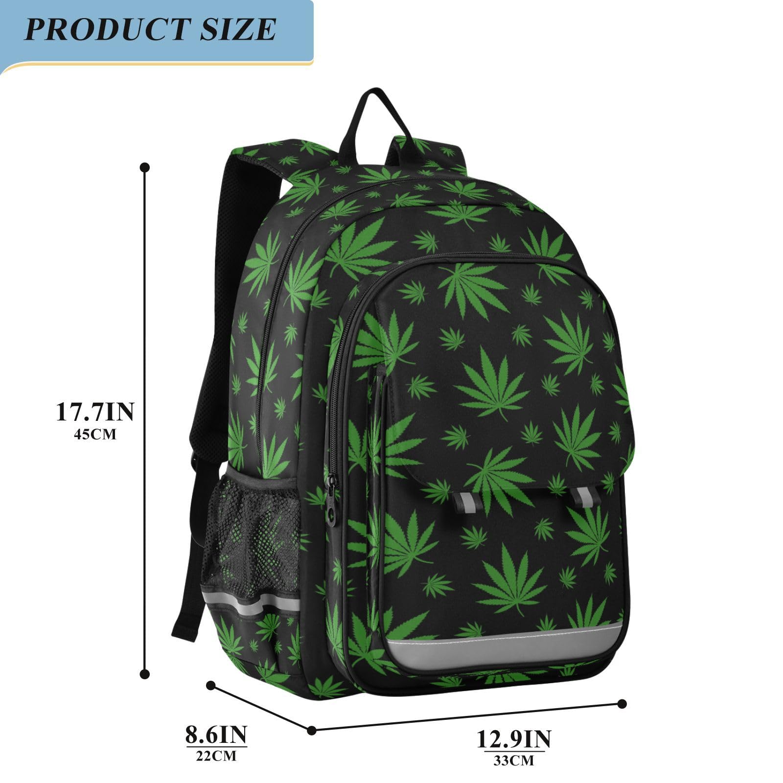 ALAZA School backpacks for girls boys Green Leaves Backpack Students Bookbag for school bag Womens Casual Daypack College Bookbag