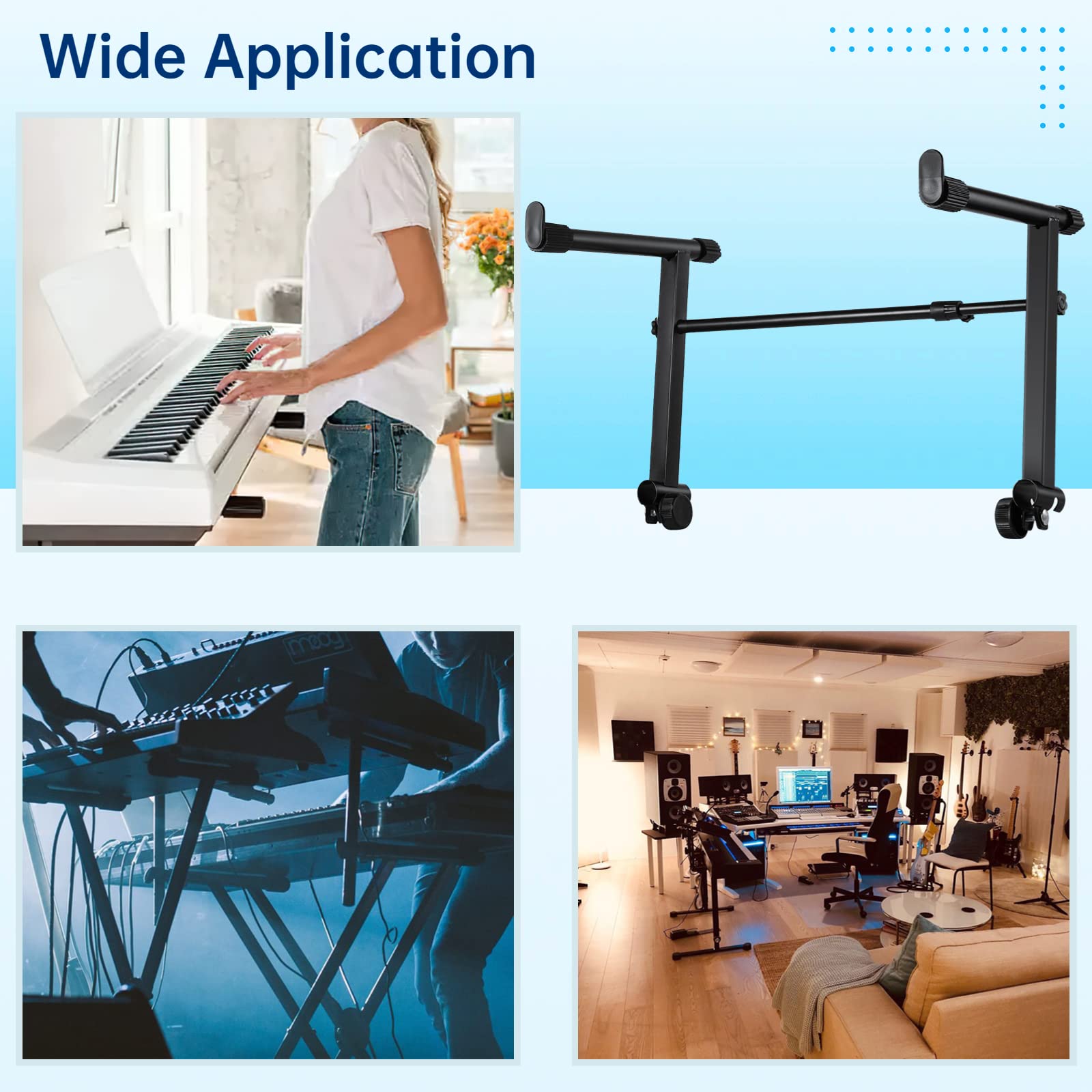 Anjetan Second Tier Keyboard Stand, Extension Adapter for Keyboard Supports with Adjustable Width, Universal Iron Extension Stand for Electronic Organs