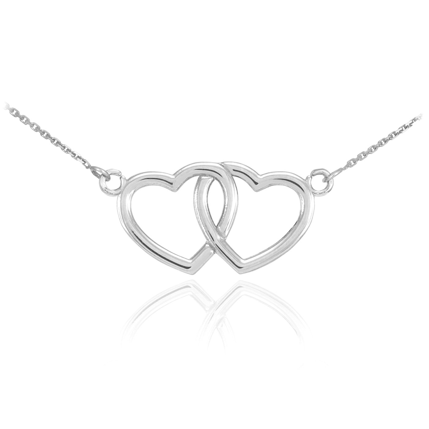 925 Sterling Silver Double Open Heart Necklace, 16"