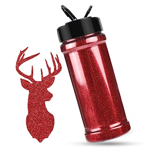 HTVRONT Red Fine Glitter for Crafts - 200g/7oz Extra Fine Glitter for Resin, Portable Ultra Fine Glitter for Tumblers & Ornaments & Cosmetic & Painting Craft Glitter Nails Glitter