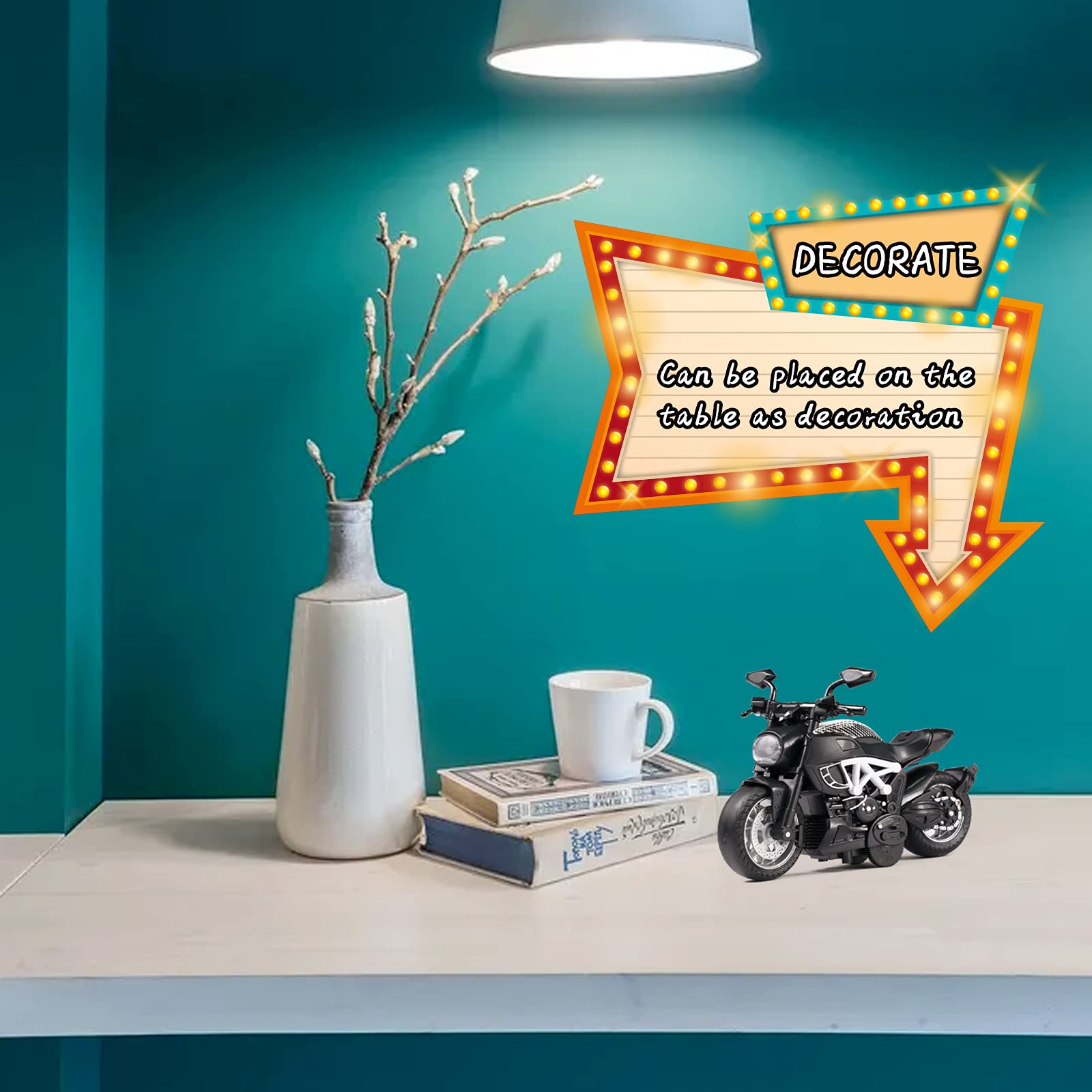 YA LE MING Motorcycle Toy for Boys - Pull Back Motorcycle Toys with Light and Music Toys Motorcycle Model,The Best Gift for Children,Toy Motorcycle for Kids 3-9 (White)
