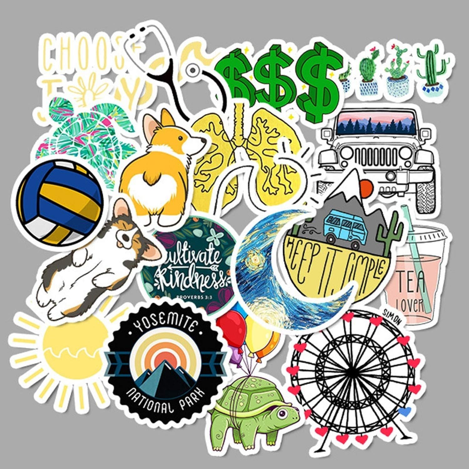 50 PCS Vsco Stickers Pack for Kawaii Girl Things On Laptop Fridge Phone Skateboard Suitcase Waterproof Sticker